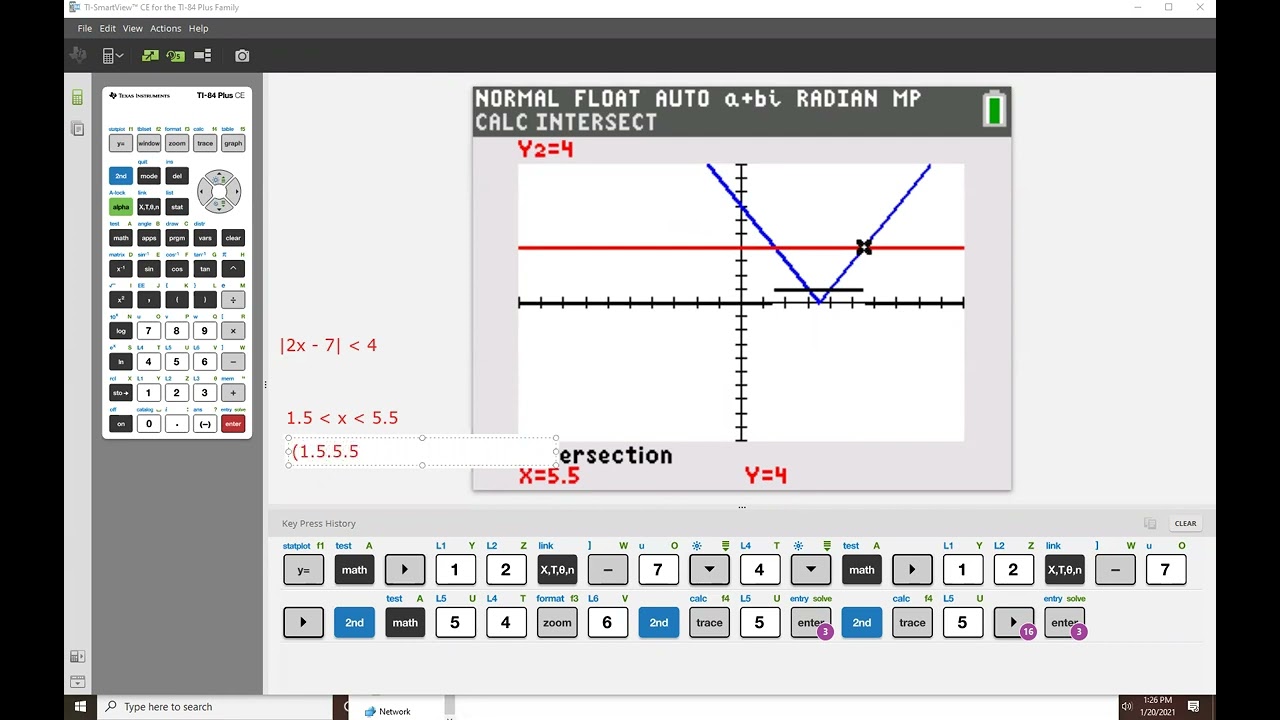 TI-84 Calculator-Solving Absolute Value Inequalities
