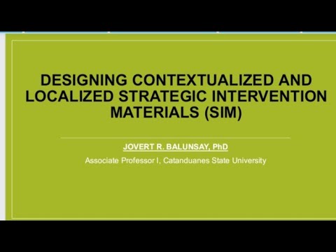 Prof JLectures: Webinar on Designing a Contextualized and Localized Strategic Intervention Materials