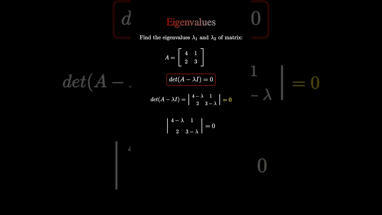🔓 The Fast Way to Find Eigenvalues | Determinant Method #eigenvalues #linearalgebra  #matrixmath
