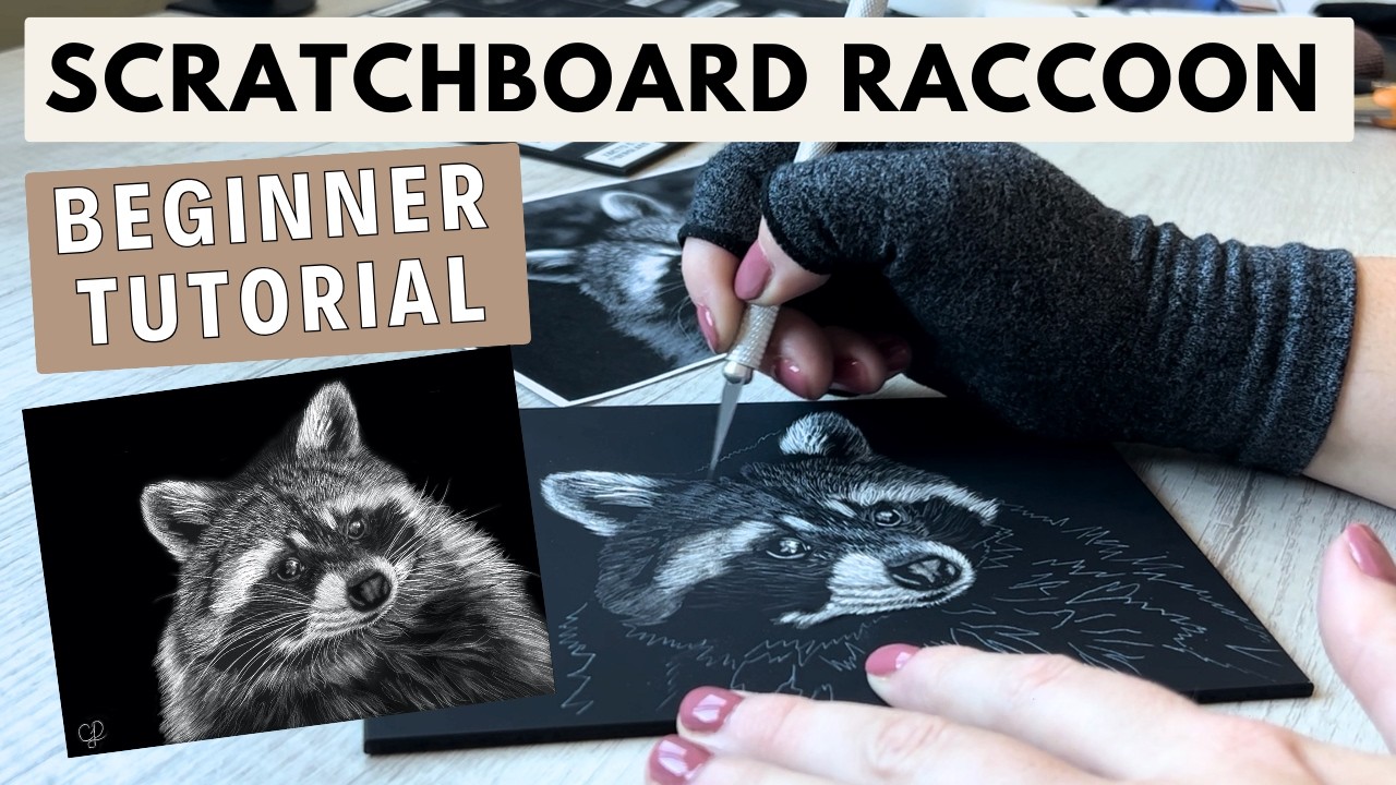 Scratchboard Tutorial for Beginners | Realistic Raccoon