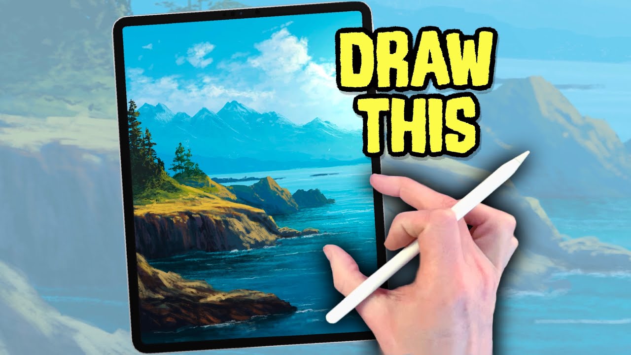 PROCREATE Mountain Coast Landscape Drawing Tutorial