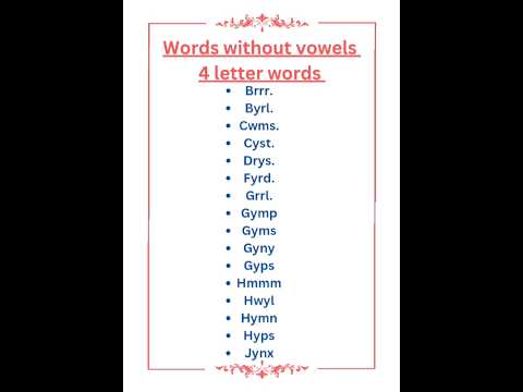 Daily English learning ,Words without vowels 4 letter words!