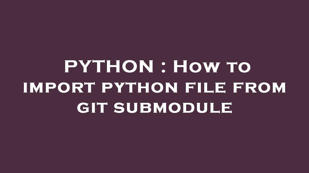 PYTHON : How to import python file from git submodule