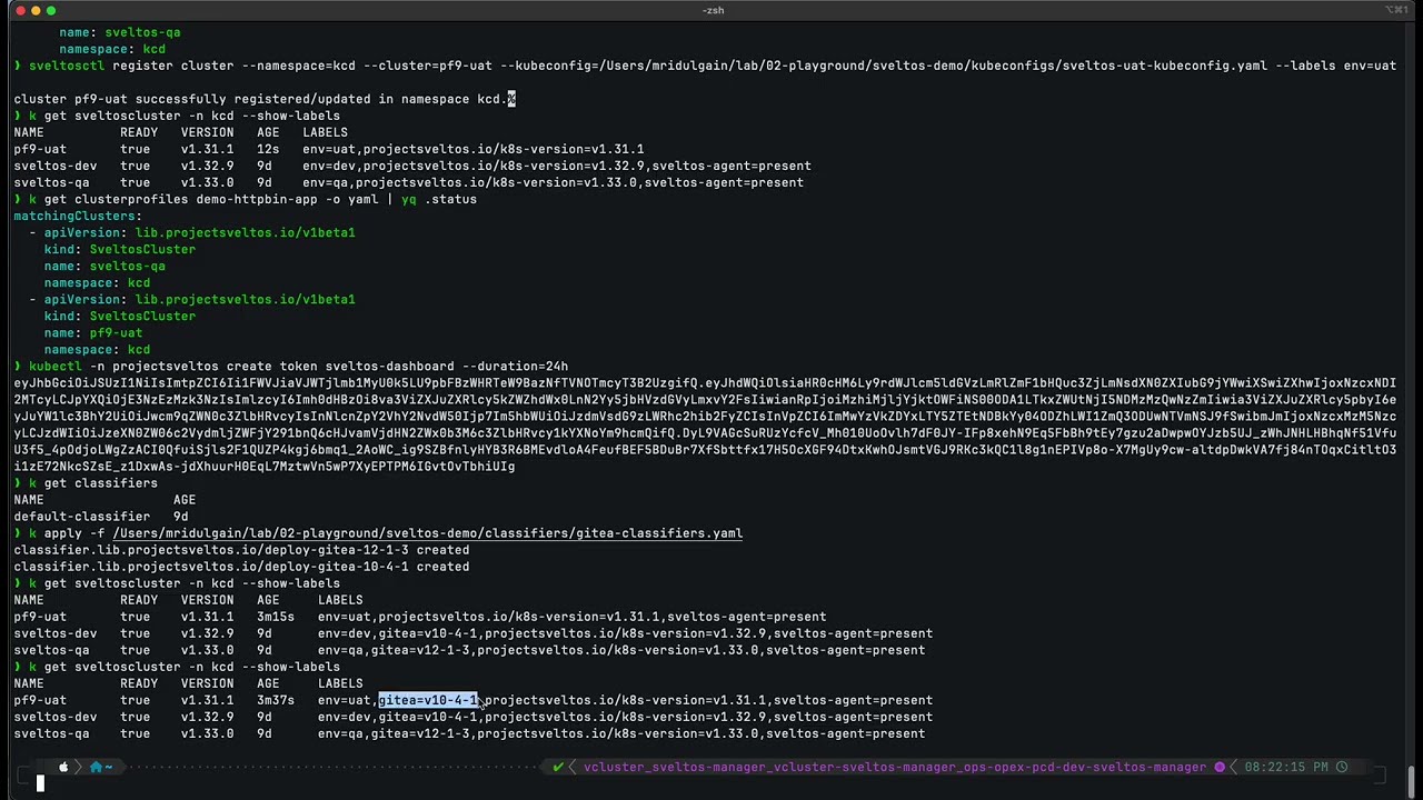 Project Sveltos: cluster registration, clusterprofile & classifier example (re-uploaded)