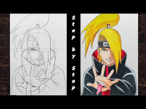 How To Draw Deidara Step by Step – I'm Youtuber – Follow my videos to ...