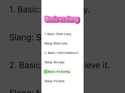 Basic vs Slang. #english #englishlanguage #shorts #short #viralvideo #video #slang