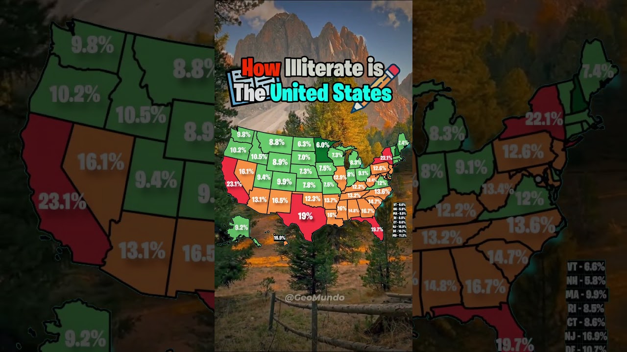 How ILLITERATE is The United States? #mapping #maps #geography