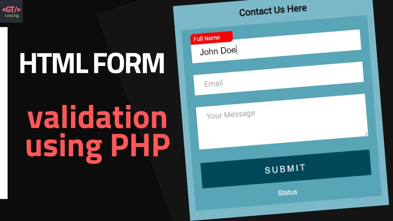 How To Add Form Validation using PHP | GTCoding