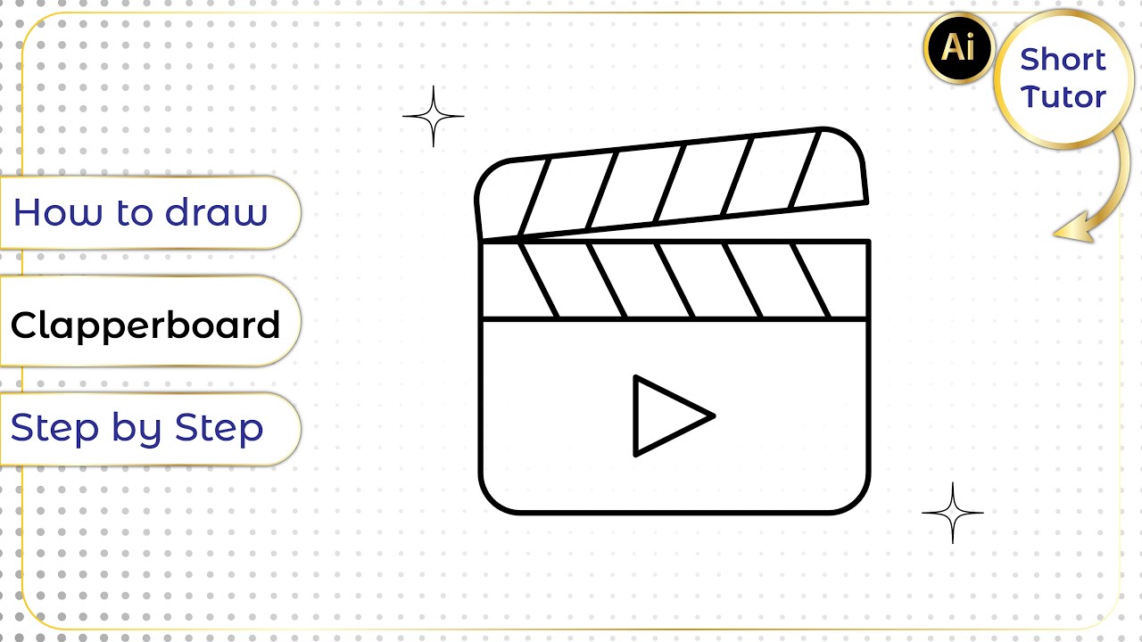 How to Draw Easy Clapperboard Icon in Adobe Illustrator