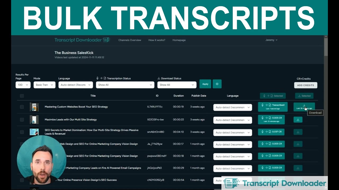 How To Generate Transcripts and Bulk Download YouTube Transcripts with Transcript Downloader