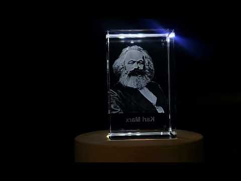 Unique Karl Marx 3D Engraved Crystal Portrait Gift for History Buffs and Collectors FSC - 72