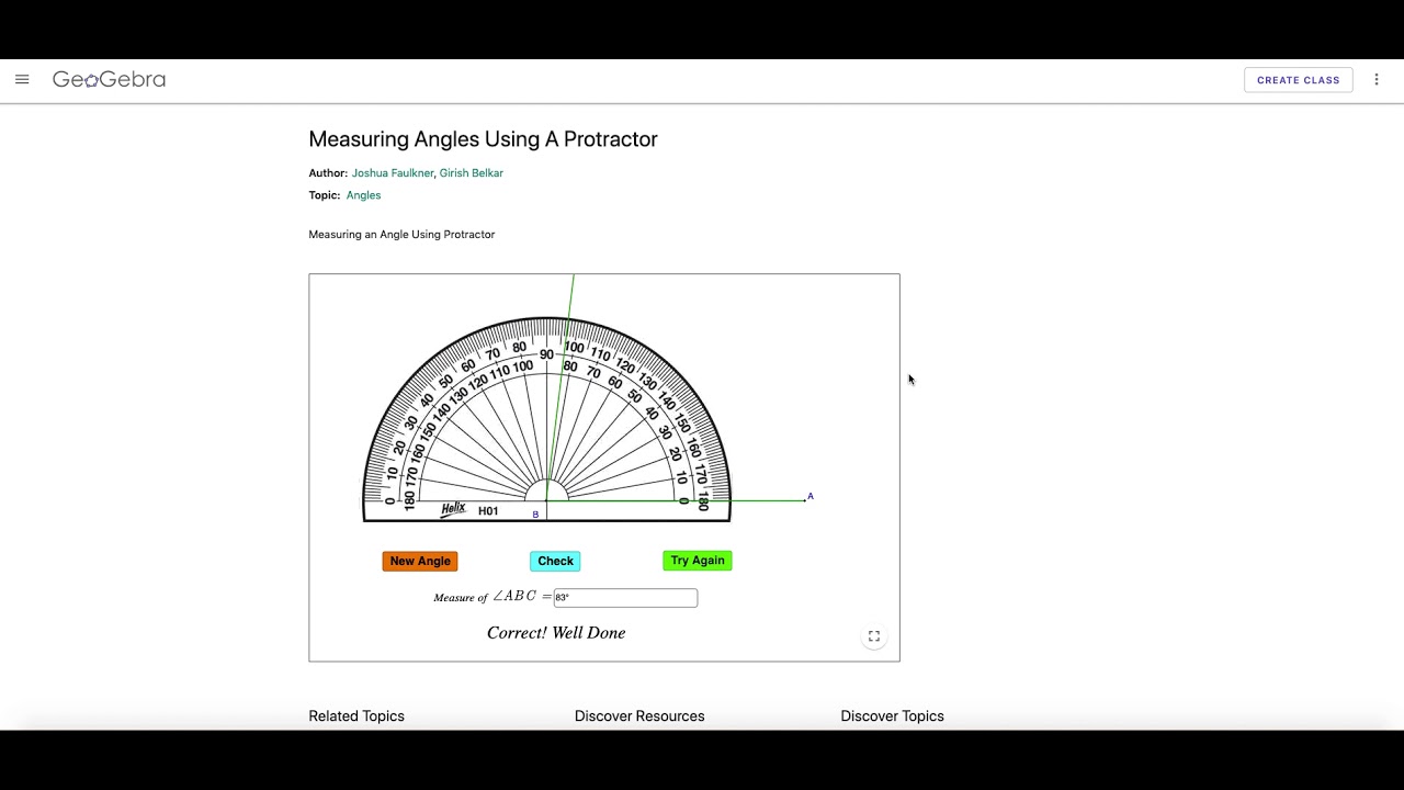 5-1 Using a Geogebra Protractor Module
