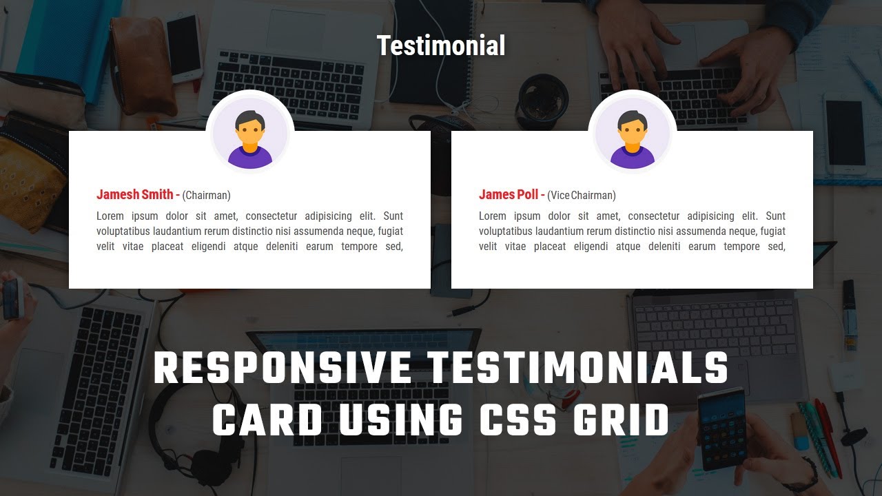 Responsive Testimonials Card UI Design Using Html & CSS | Responsive Testimonial Box Design Css Grid