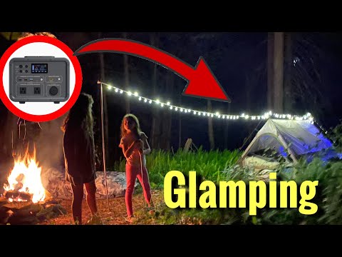 Glamping Setup Lights Fan And TV