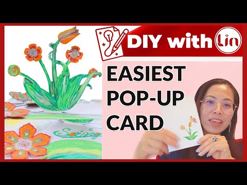 The Easiest Pop-Up Card Tutorial with 🆓️ PDF template, a pop up Flowers Butterfly card for birthday