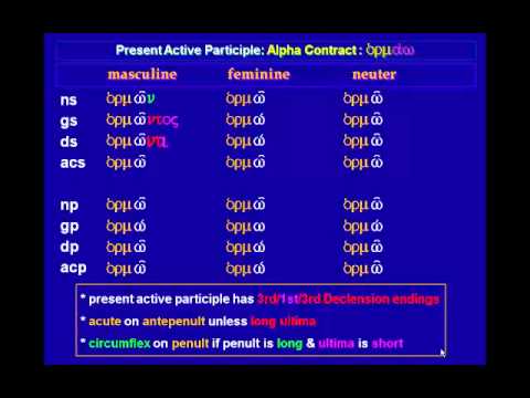 Ancient Greek: Present Active Participle of 'hormao'