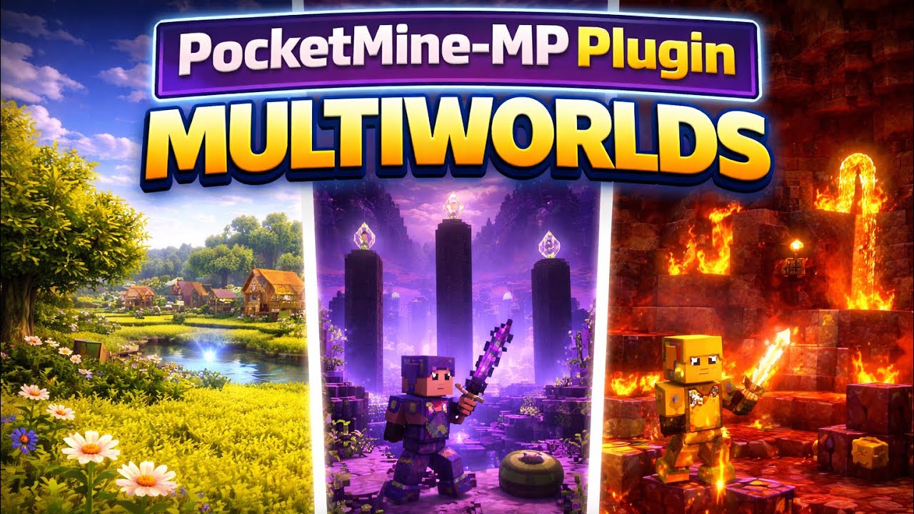 Overworld, Nether,  End: Multiworld - PocketMine Plugin | PM5