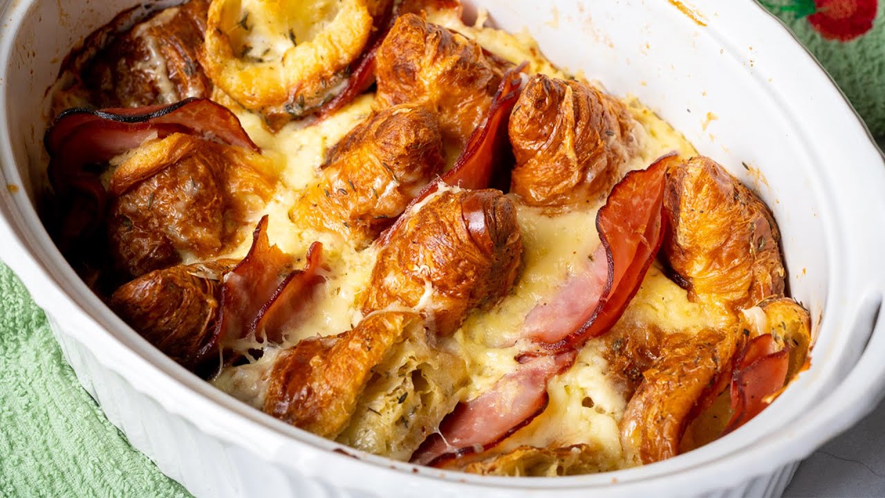 Ham and Cheese Croissant Bake