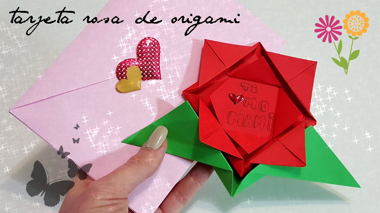Vero Vi 💋 TARJETA ROSA DE ORIGAMI PARA EL DIA DE LA MADRE 💜