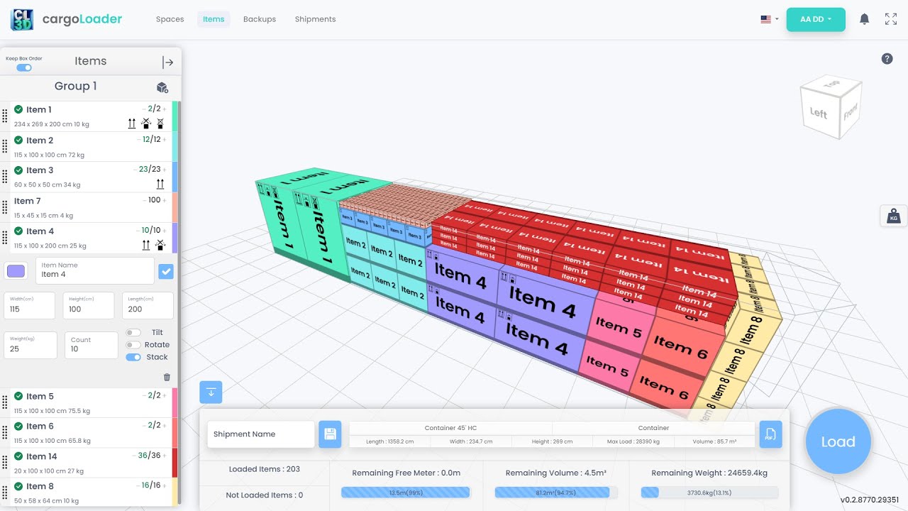 Cargoloader3D - How to load plan?
