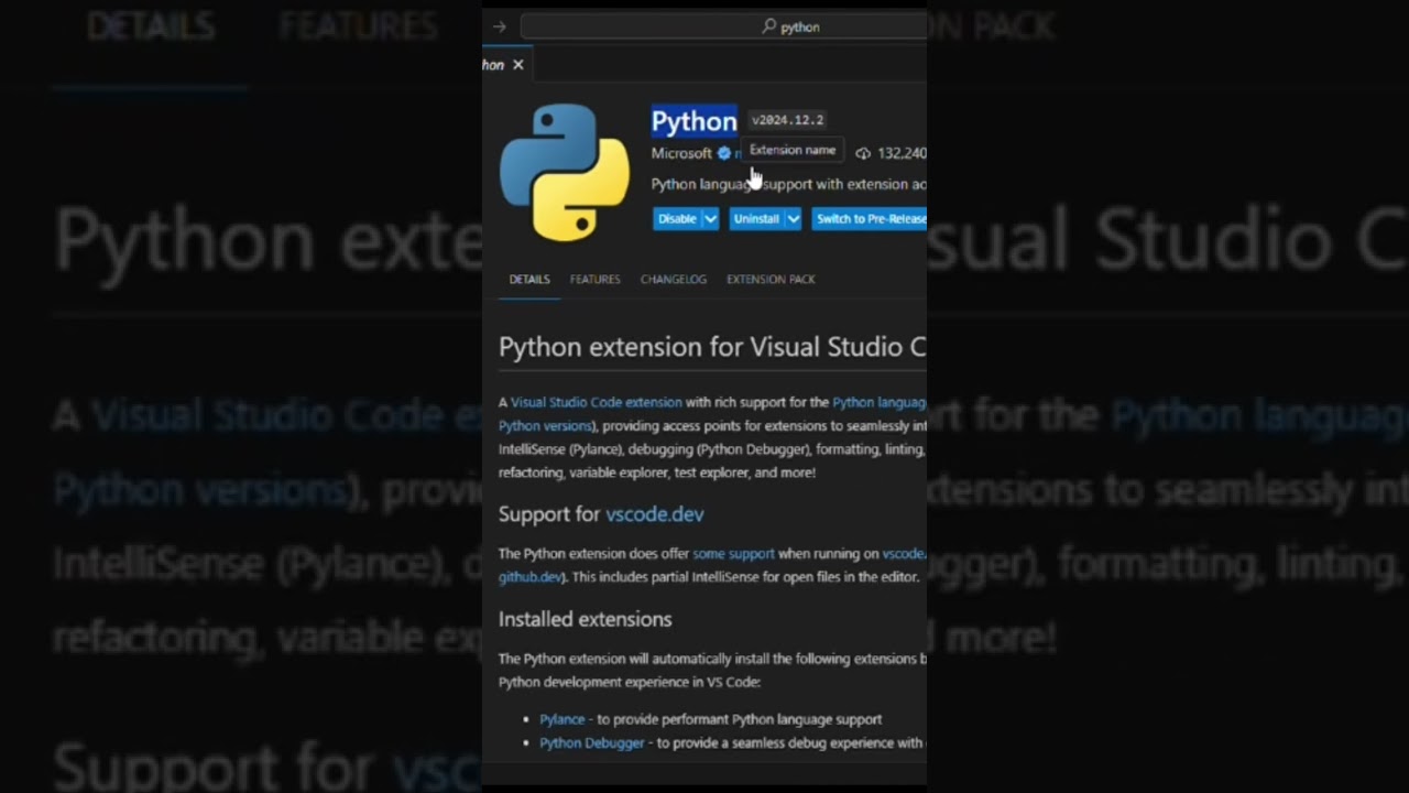 Python Extension Install In VS Code #1 #viralvideo #shorts #youtubeshorts #python #trending