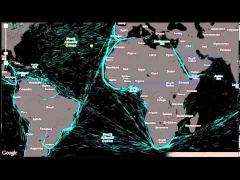 Google Maps API showing SpaceQuest global AIS data for one day of data
