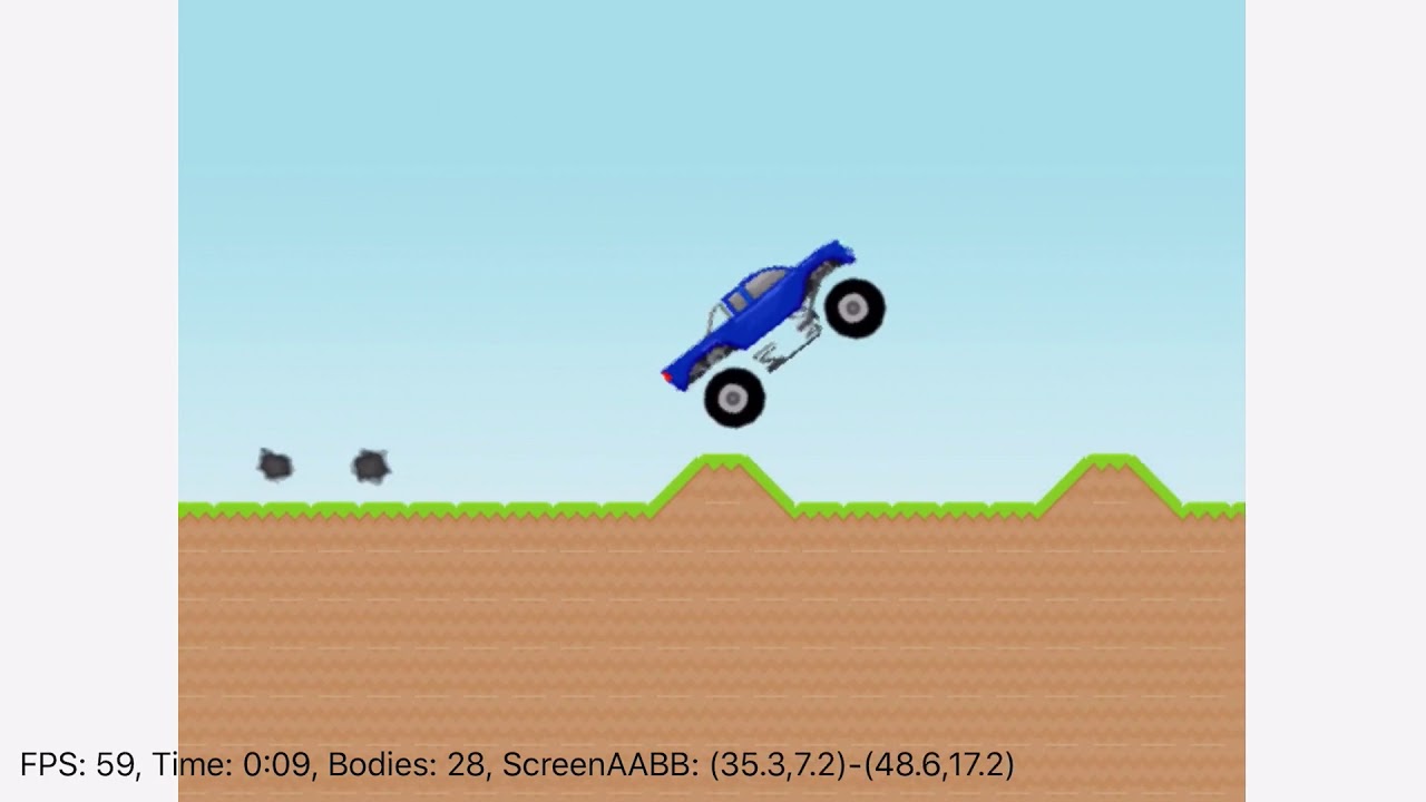 XUI2D Monster Truck WheelJoint Example