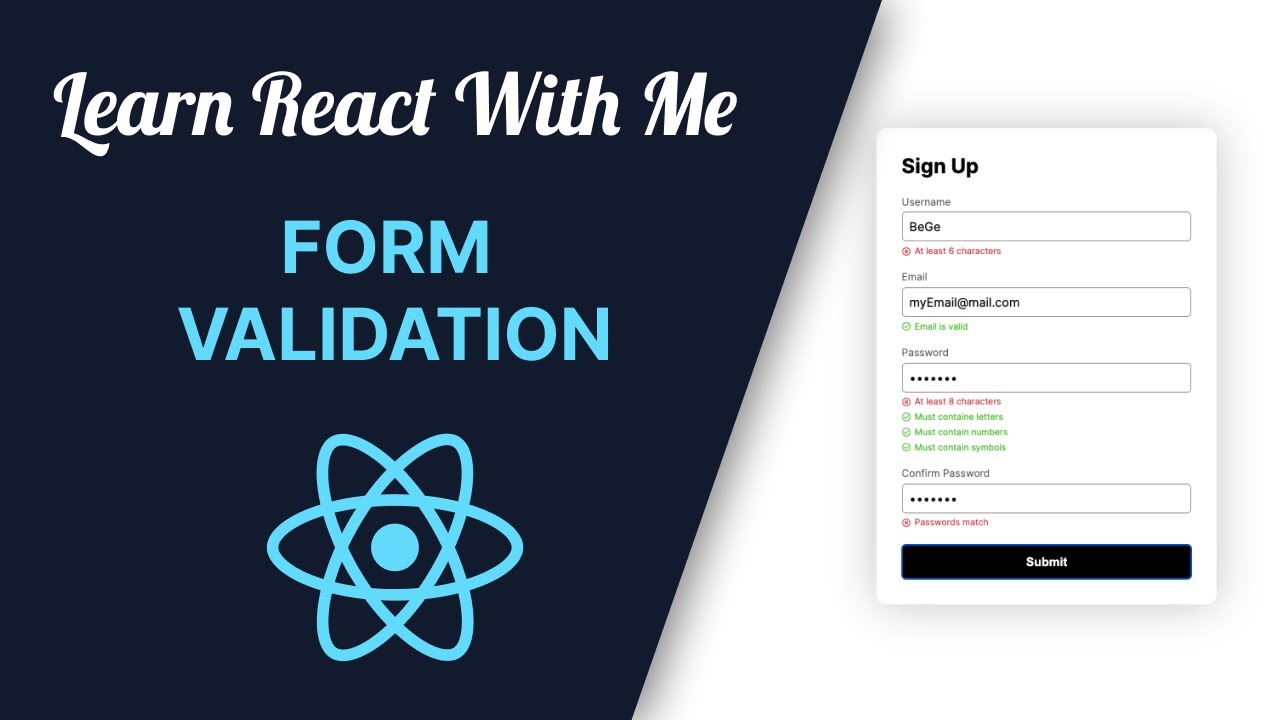 Coding a form validation with ReactJS