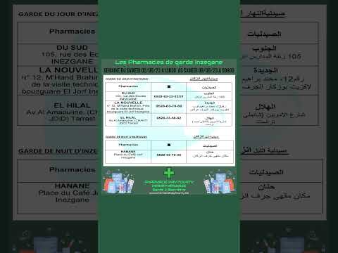 Les #Pharmacies de #garde semaine Du Samedi 02/08/23 A13h00 Au Samedi 09/09/23 A 09h00 🌞🌛