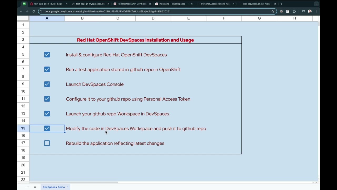 Installing and using Red Hat OpenShift Dev Spaces 3.13 to modify your GitHub repo code