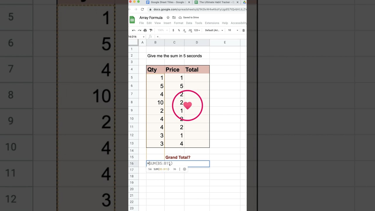 Do you think Grand Sum using ArrayFormula in Google Sheets is the right way to do it?