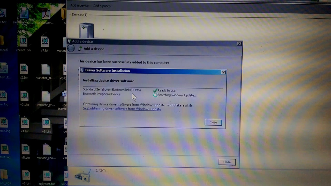 Scanmaster G Bluetooth pairing in windows.