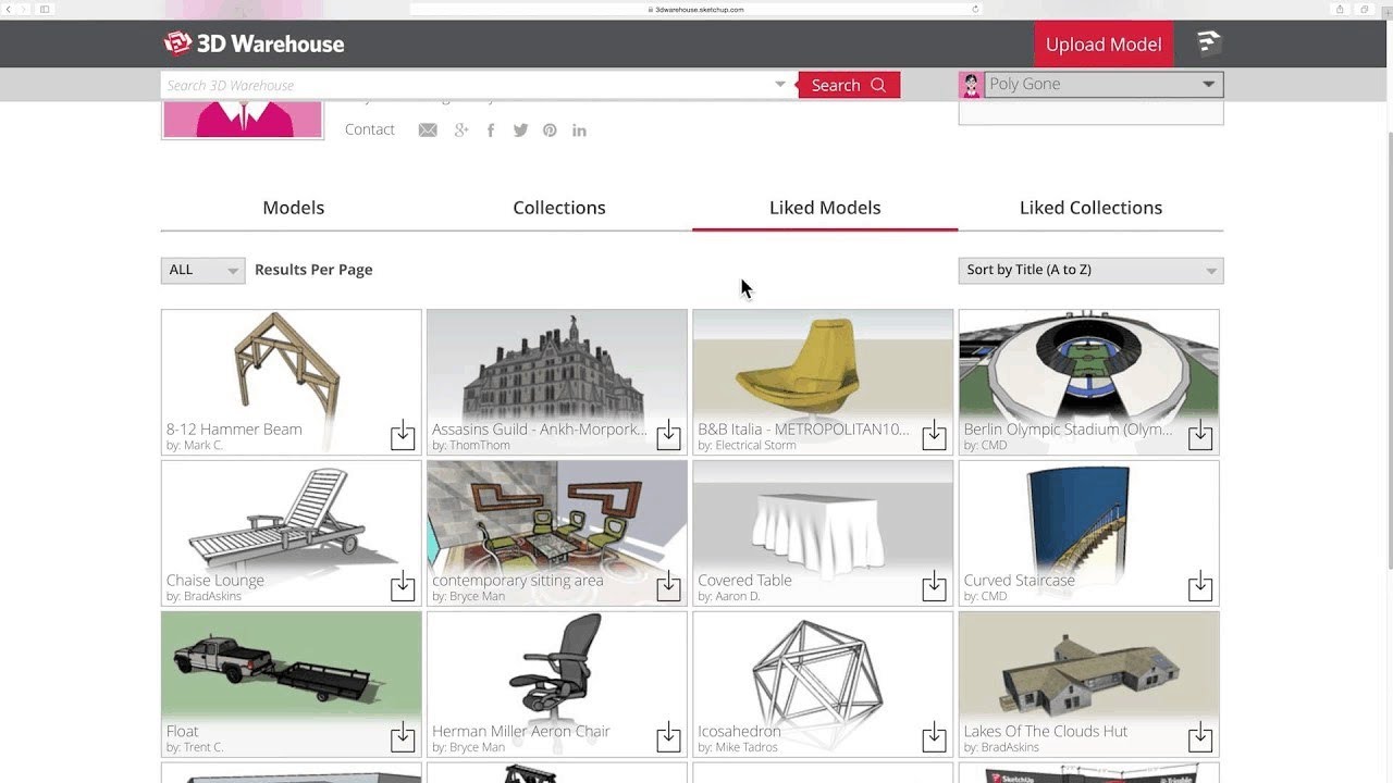 3D Warehouse: Likes