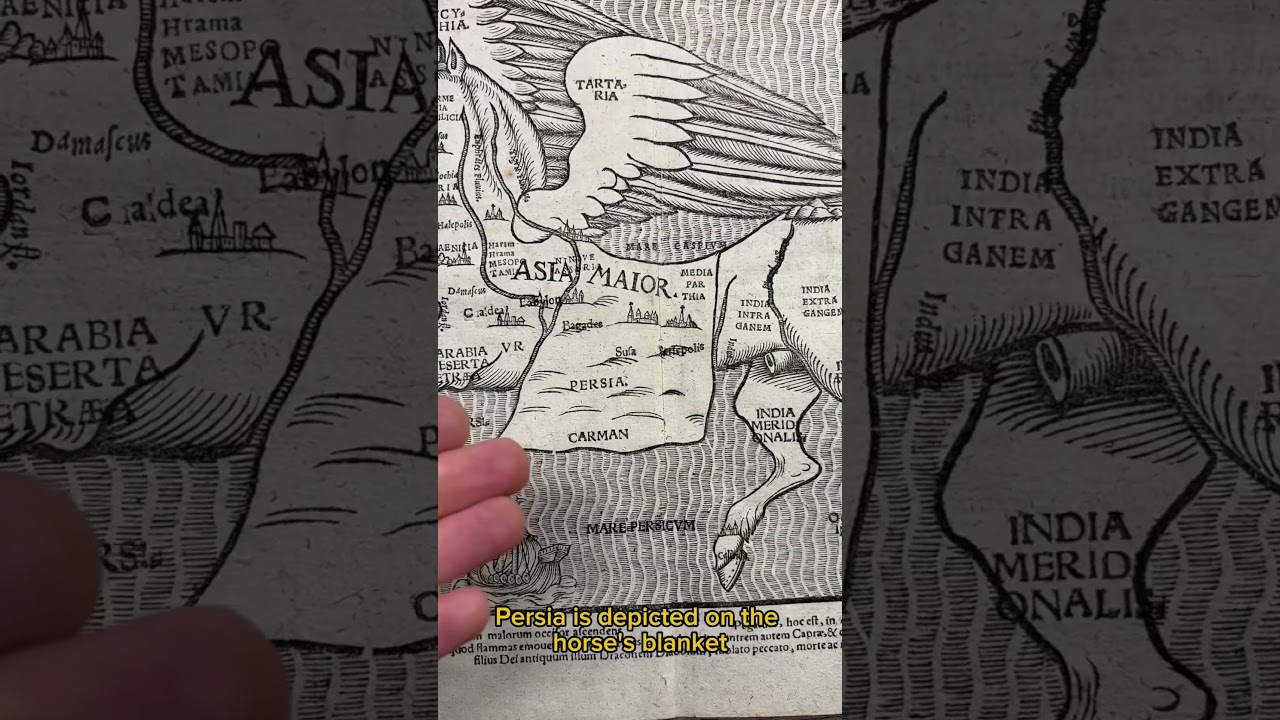 The famous fantasy map of Asia as a Pegasus from 1581 #antique #history #rarebooks #raremaps #bible
