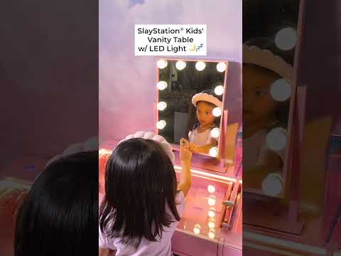 SlayStationยฎ Kids' Vanity Table w/ LED Light (Pink)