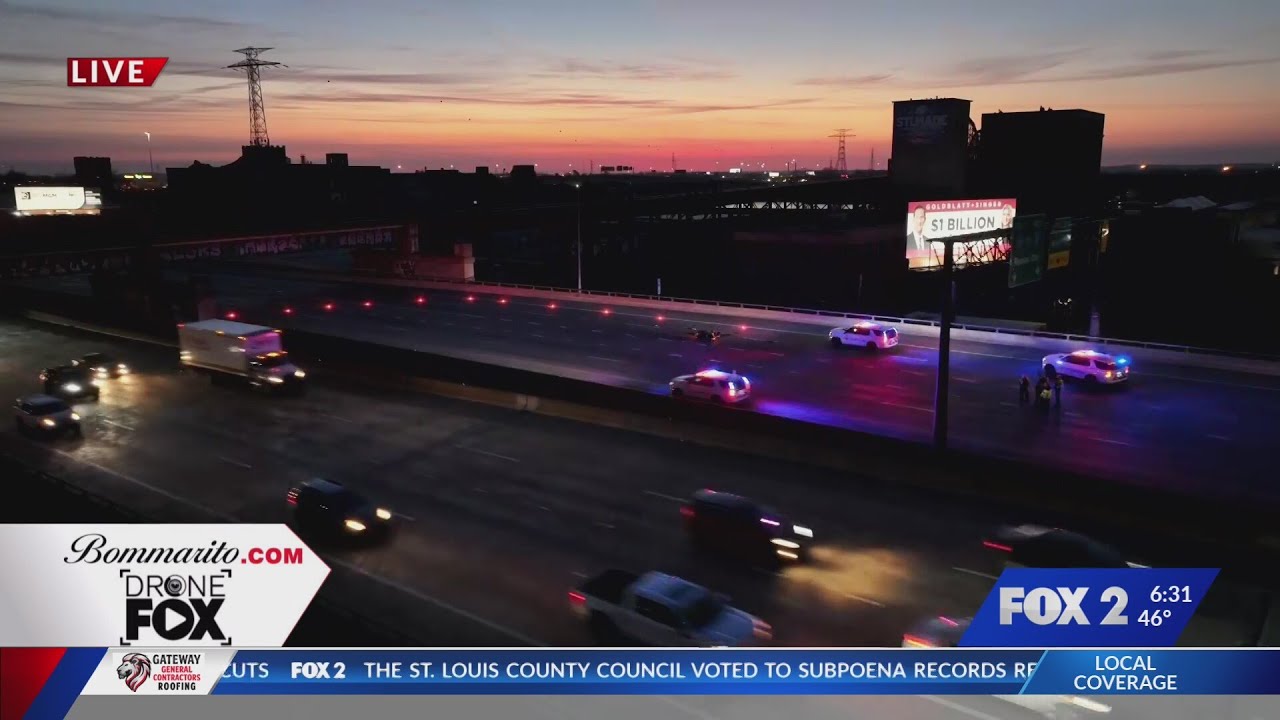 Eastbound I-44 shut down after overnight crash near downtown St. Louis
