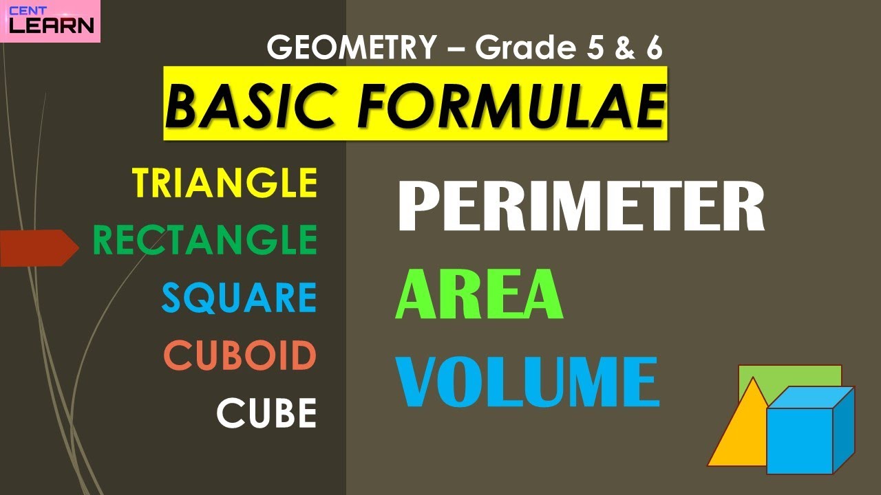 Geometry Basic Formulas | Perimeter Area Volume | Triangle Rectangle Square Cuboid Cube