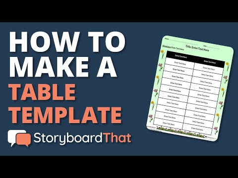 How to make a Table Template in the Storyboard Creator