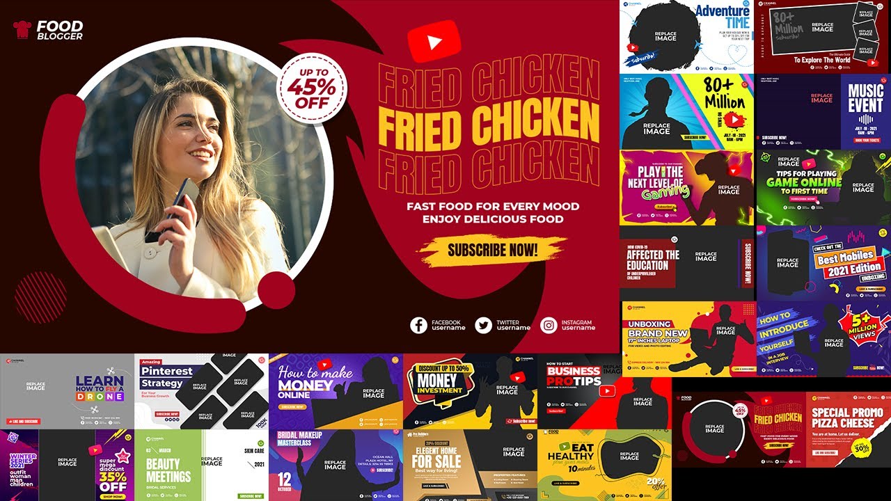 50+ Attractive YouTube Thumbnail Templates in PSD Part 2