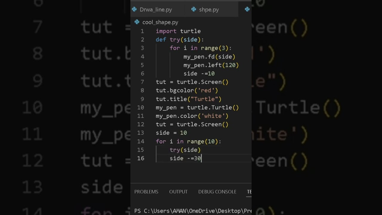 Python pattern program to print amazing pattern using turtle module for beginners #short #shorts