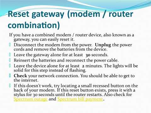 How do I reset my spectrum router?