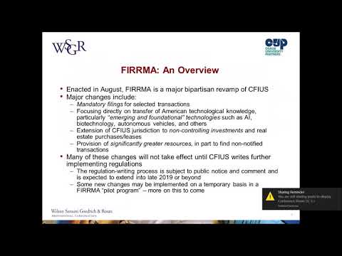 The New CFIUS and CFIUS Pilot Program: Implications for Foreign (and U.S.) Investments in Startups