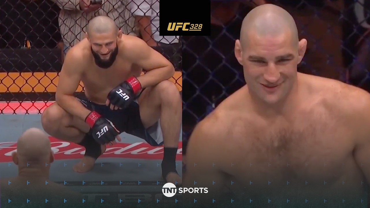 GOOSEBUMPS! Khamzat Chimaev & Sean Strickland staredown across the Octagon at #UFC328 🥶👀