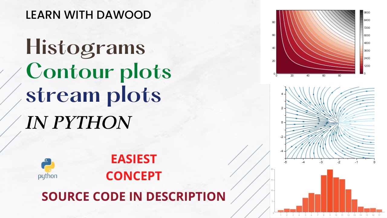 Contour plots | Stream plot  | Histogram | In matplotlib Python | Full  Tutorial