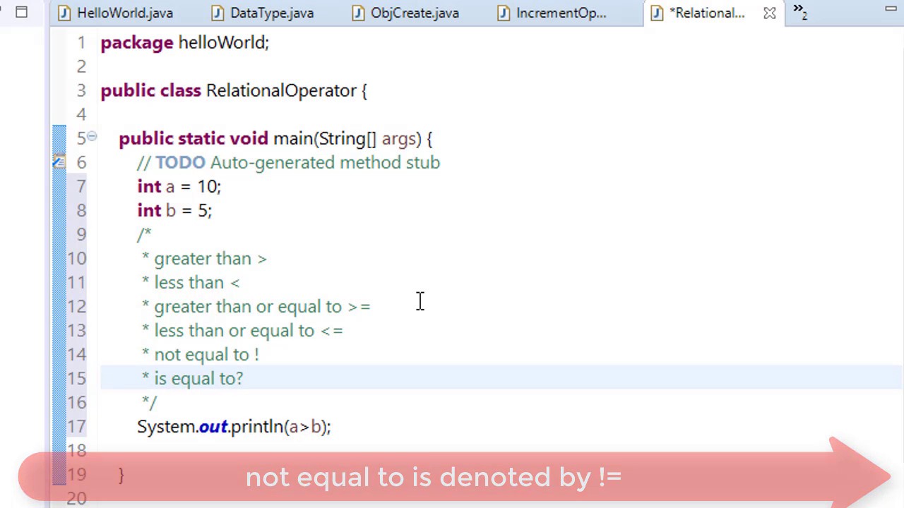 16  relational Operator in java