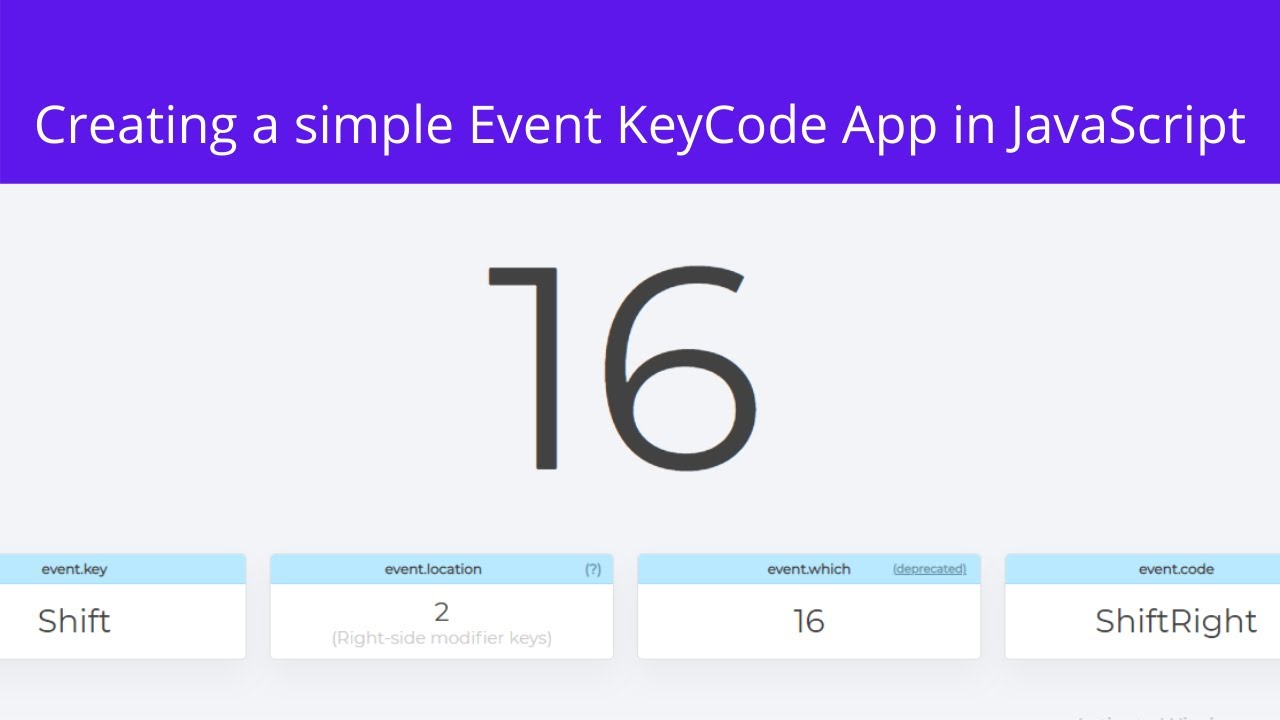 Create a JavaScript event keycode app - Find any keycode on your keyboard!