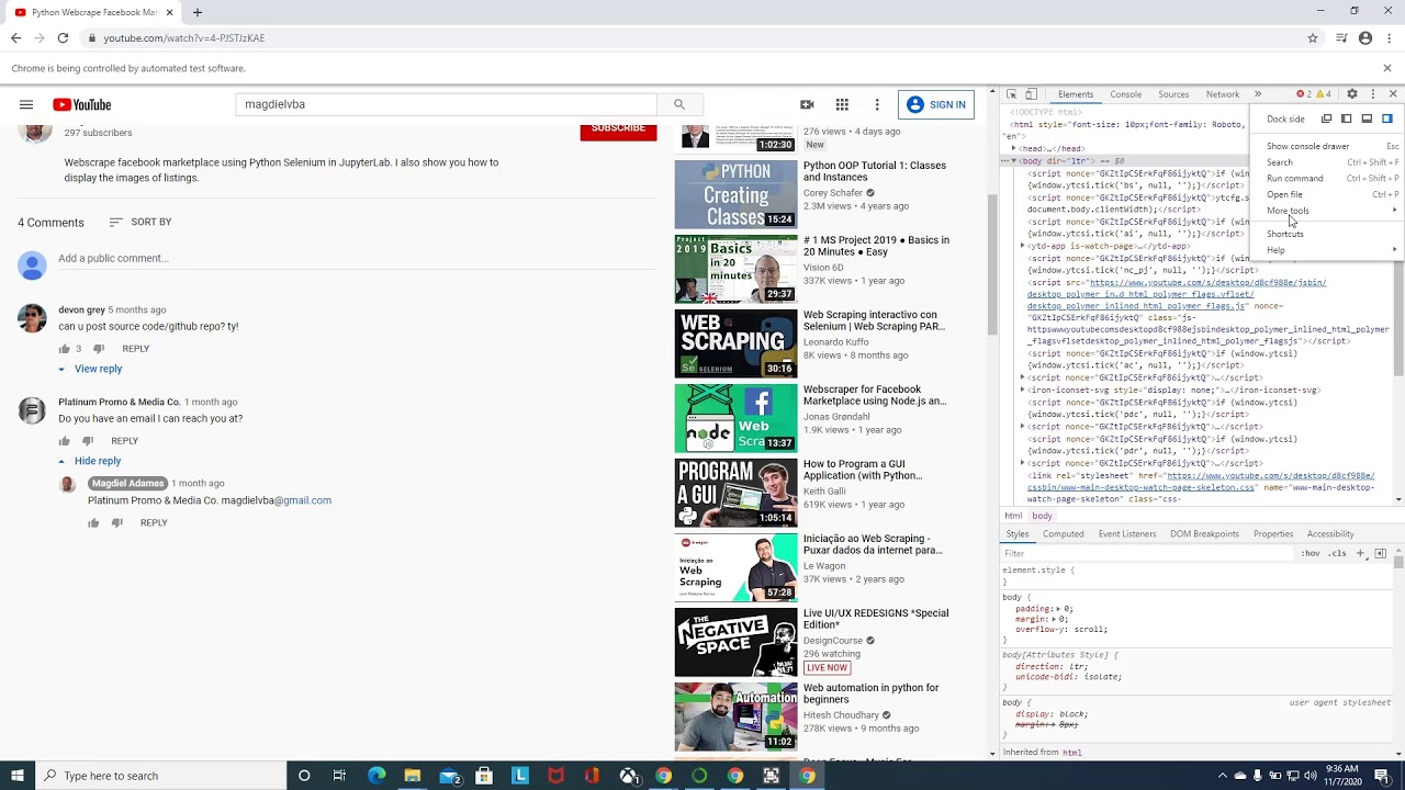 Youtube Python Comment Script Part 1