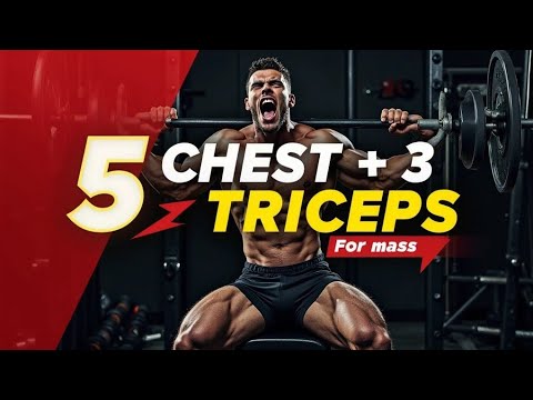 5 Best Chest & 3 Killer Triceps Exercises for MASS (15-12-10-8 Reps) | Gym & Home