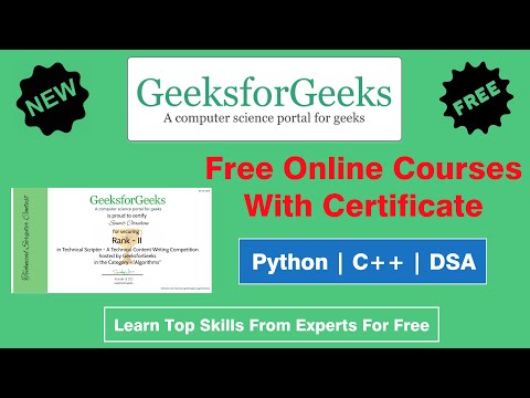 GeeksForGeeks Free Online Courses with Certificate | Learn Python | Free DSA Course | C++ Course
