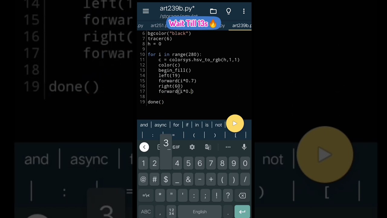 Python Turtle Ninza Graphics Art-239b | Coding Status #shorts #python #pythonprogramming #howtomake